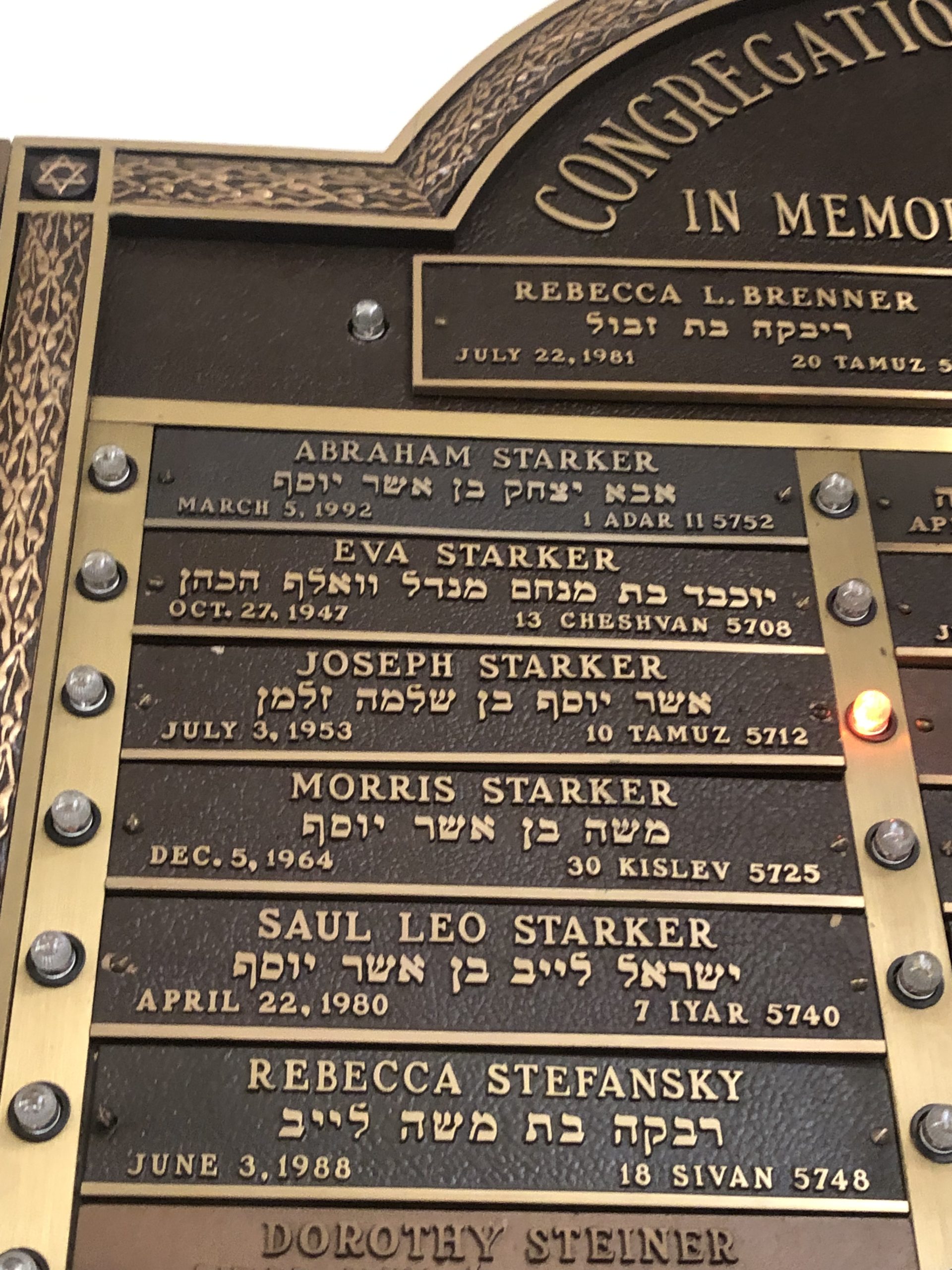 Memorials – Agudas Israel Congregation